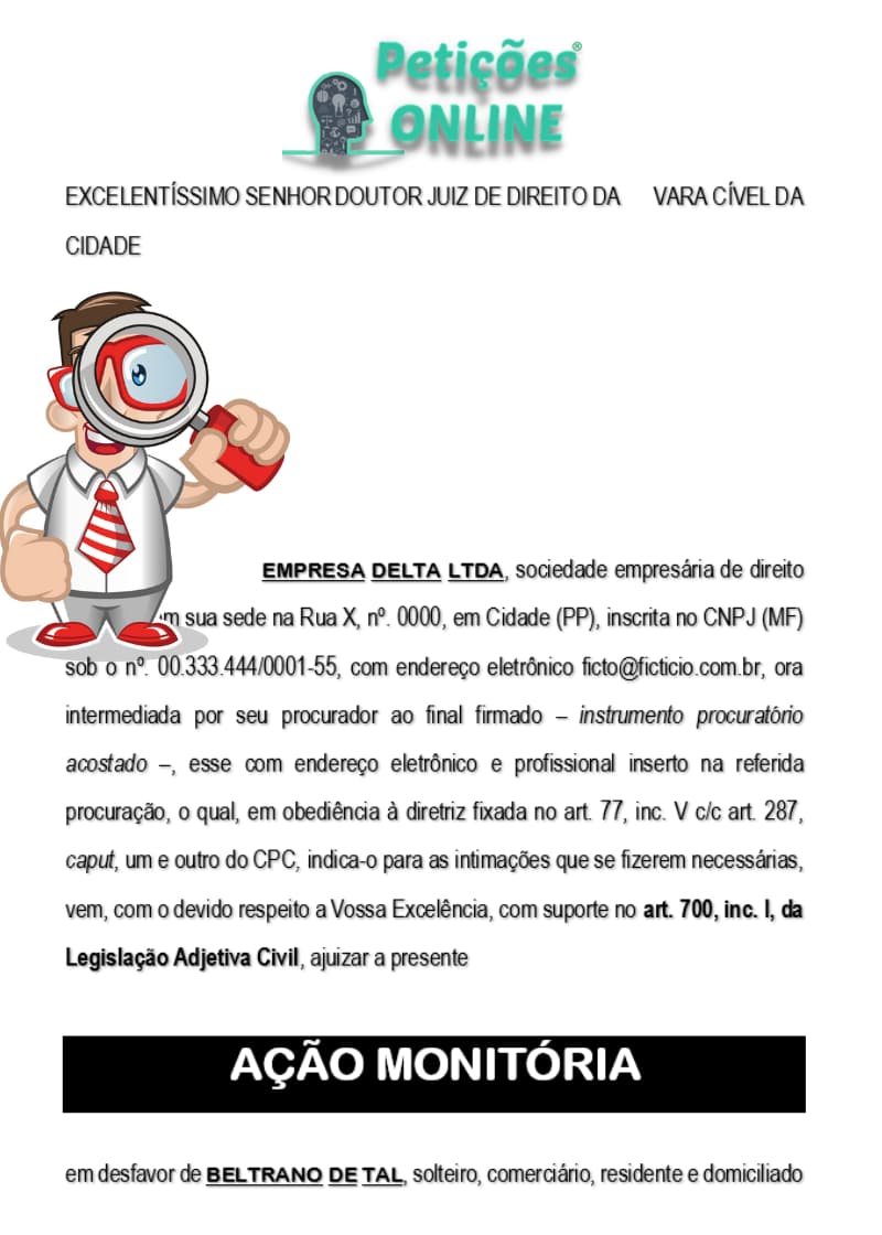 Modelo De Ação Monitória Contrato - Petições Online®