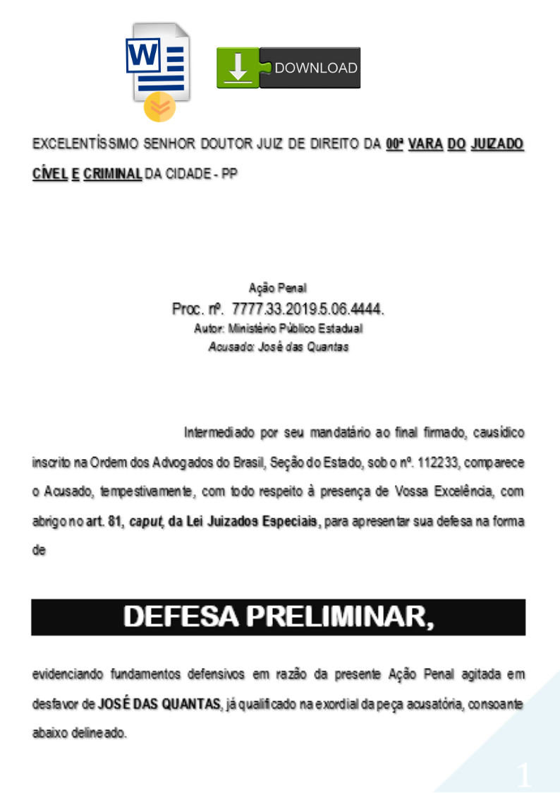 -Modelo- de Defesa Prévia no Juizado Criminal Desacato