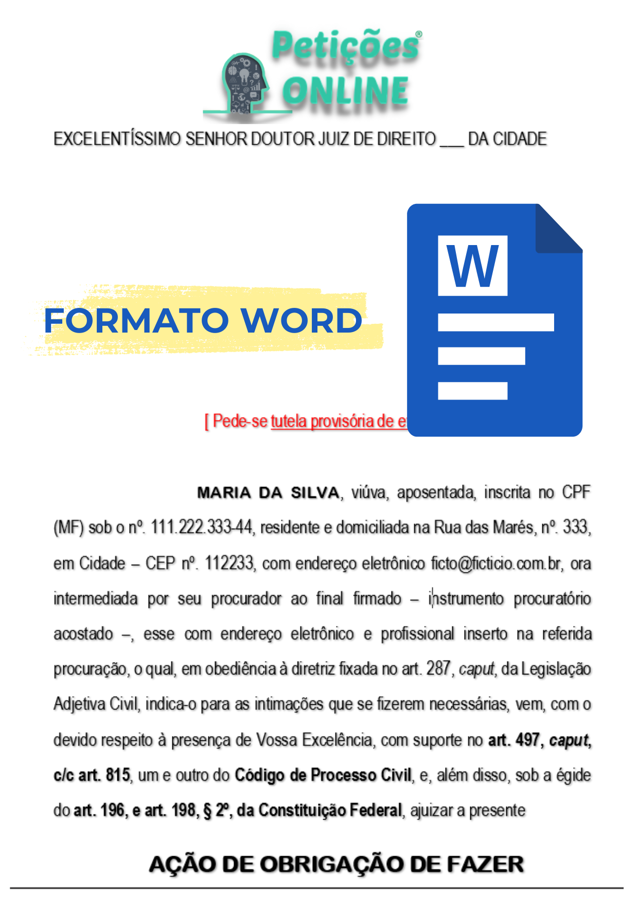 Petição Inicial Pronta Word [ Baixe Grátis ]